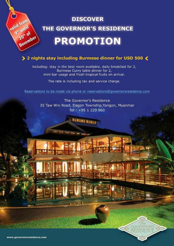 Discover The Governor’s Residence Promotion - MYANMORE
