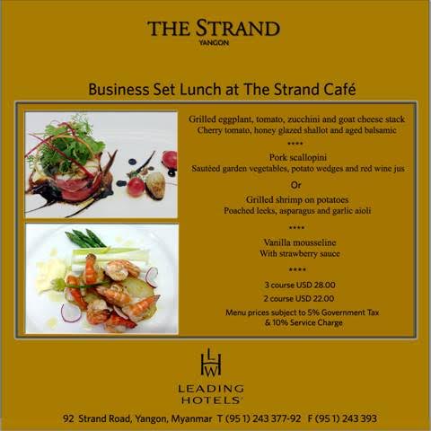 Business Set Lunch at The Strand Cafe - MYANMORE