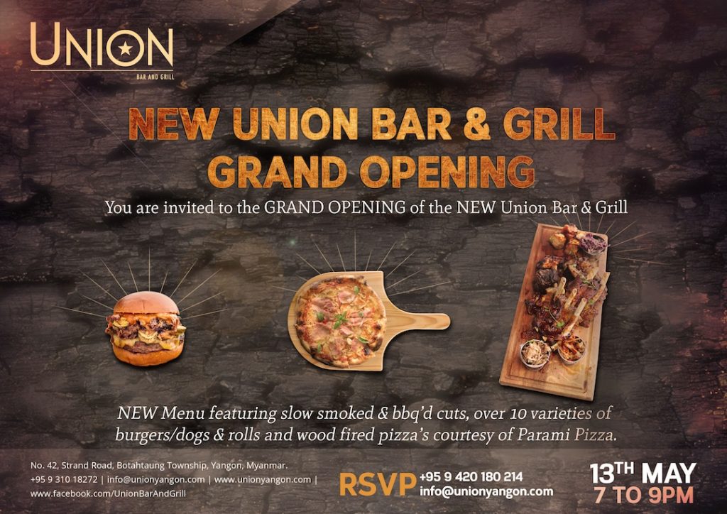 Re-Opening Of The New Union Bar & Grill on 13th May - MYANMORE