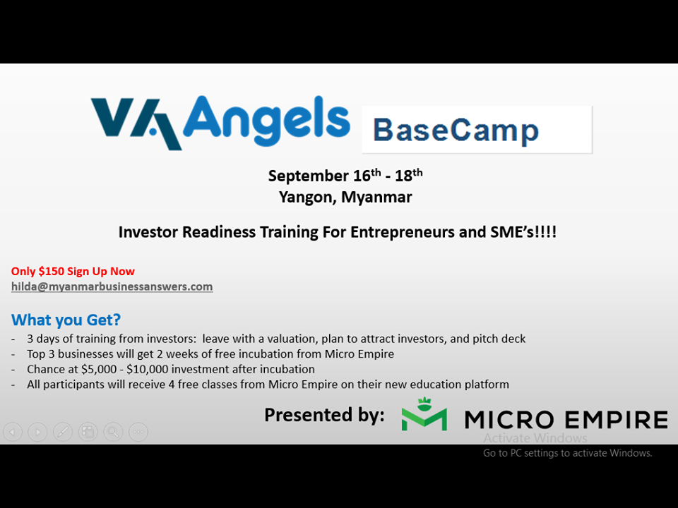 Meet with Investors at Upcoming Entrepreneur Workshop - MYANMORE