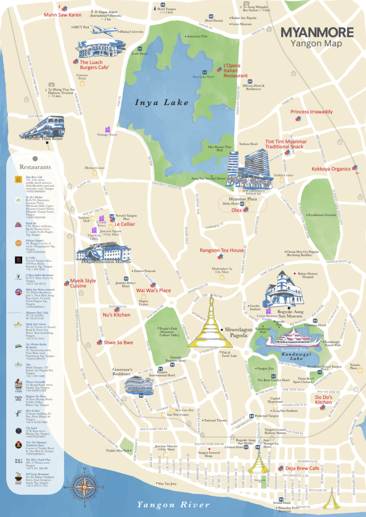 Map and brochure for the Euro Myanmar Fusion Food Week - MYANMORE